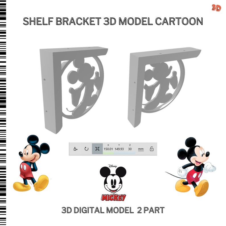Shelf Bracket 3D Model Cartoon Printer Stl File - Etsy