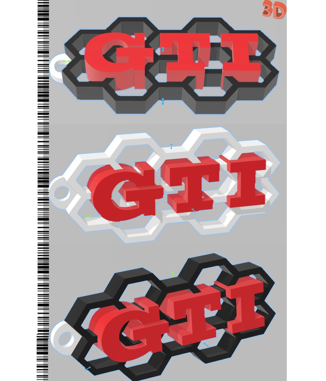GTI Keychain Digital Model 3D Print Stl/mf Files - Etsy