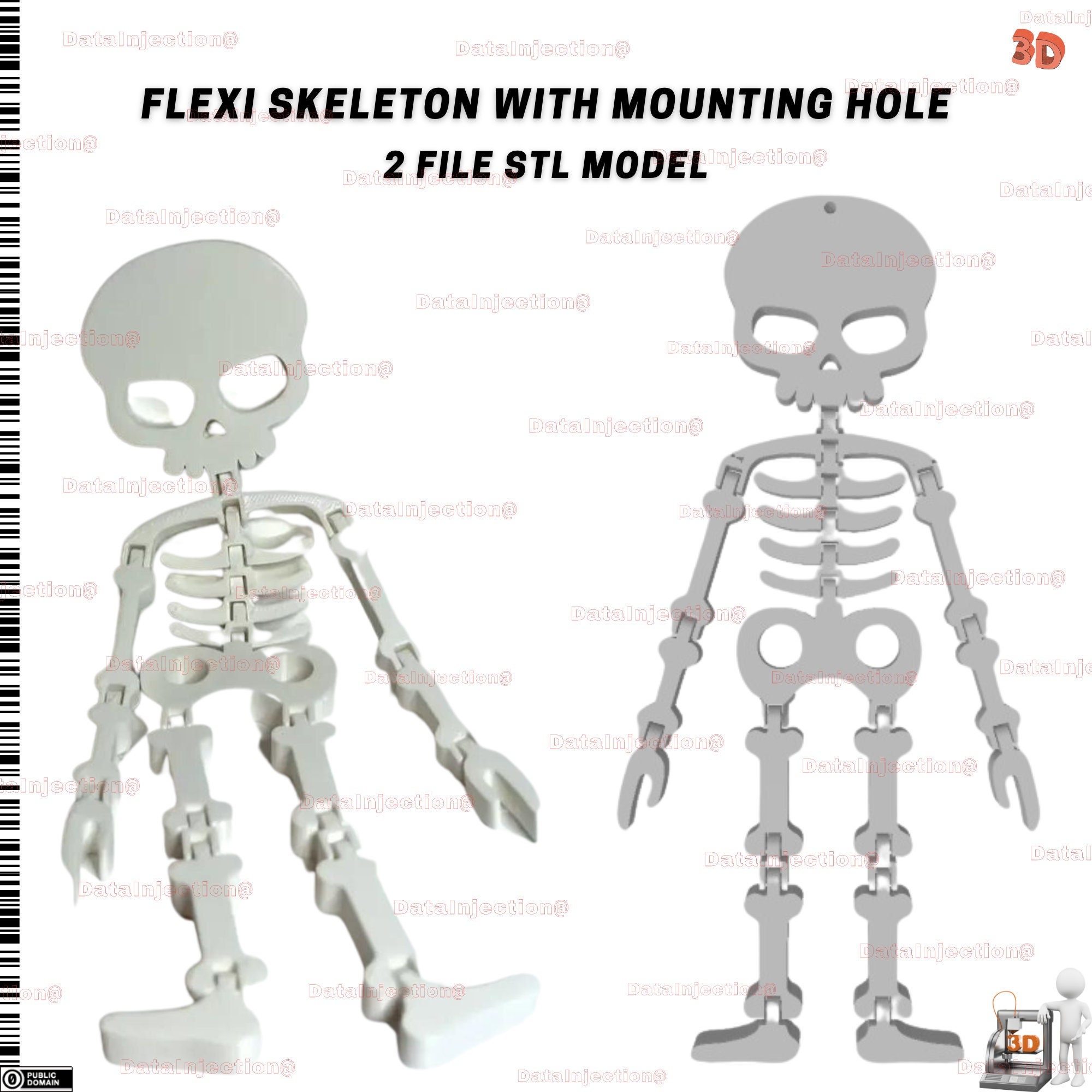 Flexi Skeleton With Mounting Hole Stl 3D Printer File - Etsy