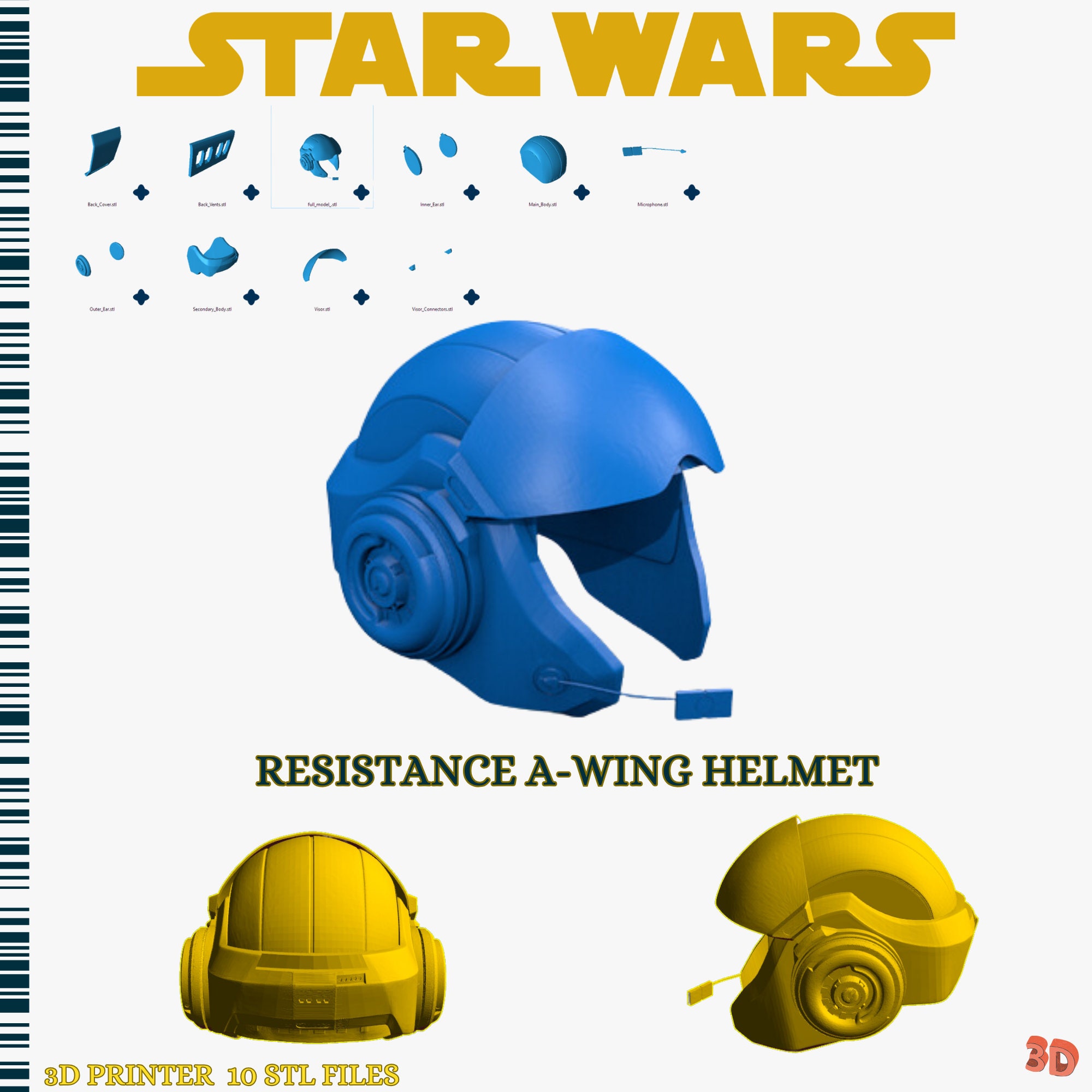 Star Wars Resistance A-WING Helmet 3D Digital Model - Etsy