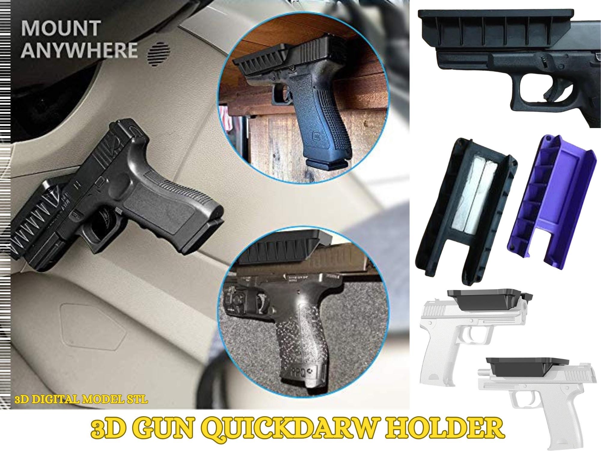 Fast Loaded Magnetic Gun Holster Quickdarw Holder 3D Print STL File - Etsy