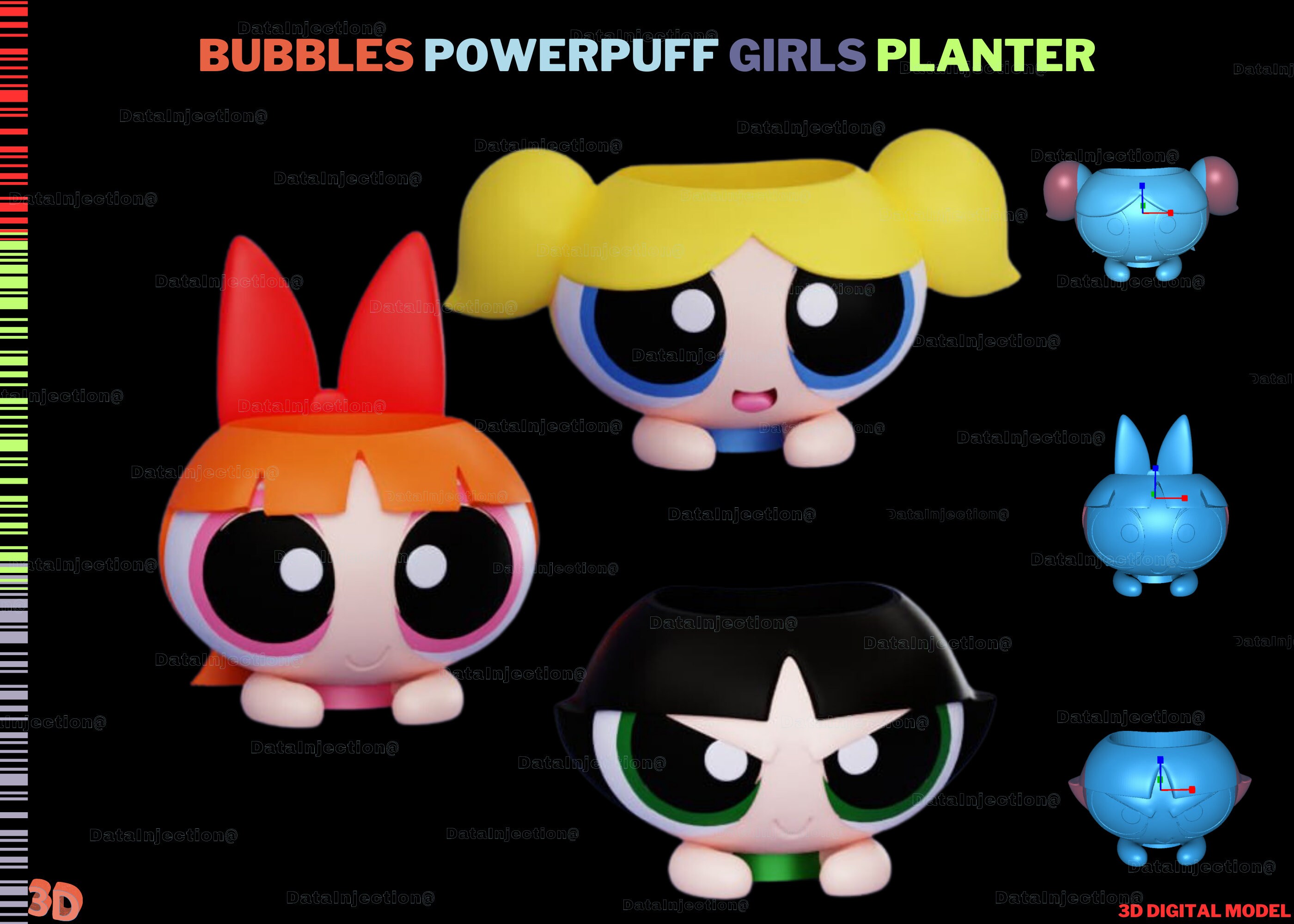 Planter Stl Model Bubbles Powerpuff Girls 3D Stl File - Etsy