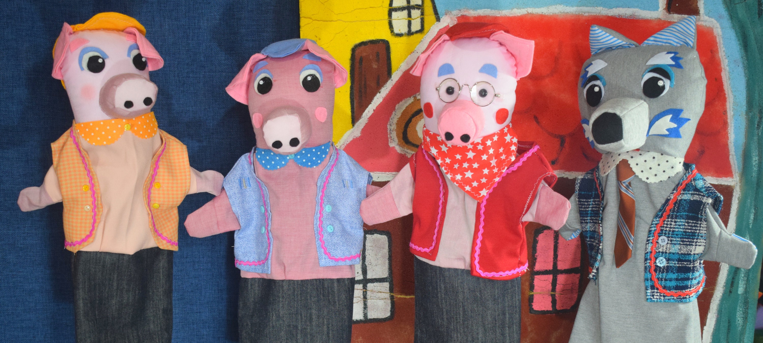 The Three Little Pigs and the Wolf, Wonderful Unique Handmade Glove ...