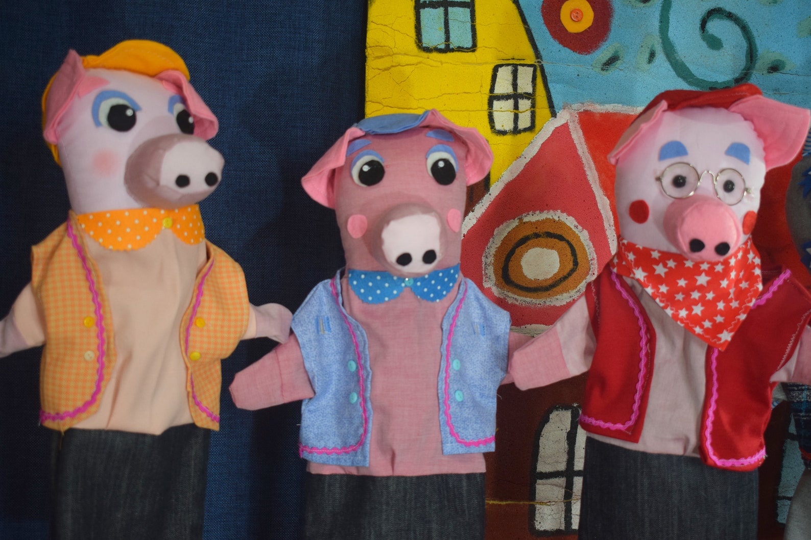 The Three Little Pigs and the Wolf, Wonderful Unique Handmade Glove ...