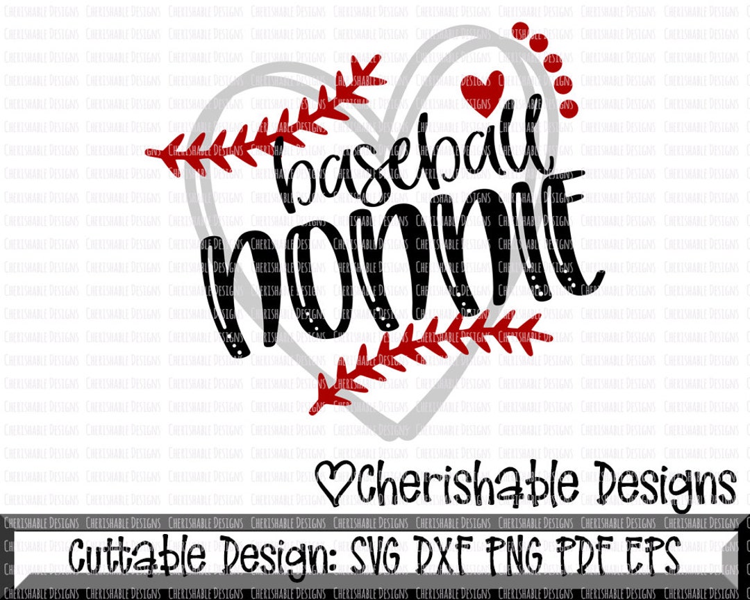 Baseball Svg, Baseball Nonnie Svg, Baseball Cutting File, Heart Frame ...