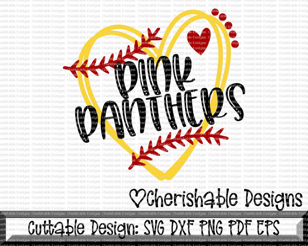 Baseball Svg, Softball Svg, Pink Panthers Baseball Cutting File, Heart ...