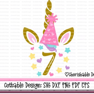 Unicorn Birthday Svg, Birthday SVG, Seven Birthday Svg, 7th Birthday ...