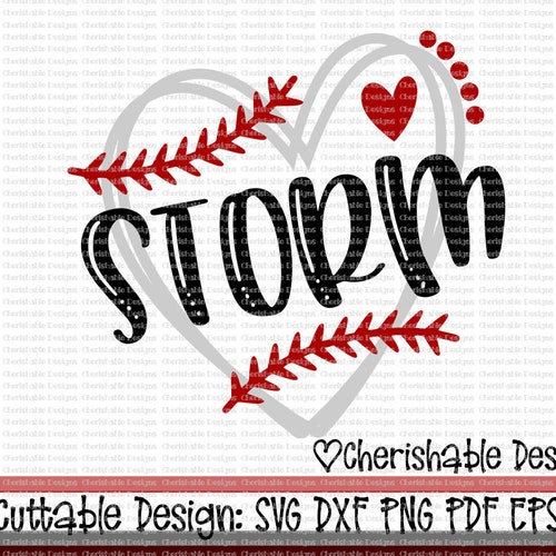 Baseball Svg Softball Svg Storm Baseball Cutting File Heart - Etsy