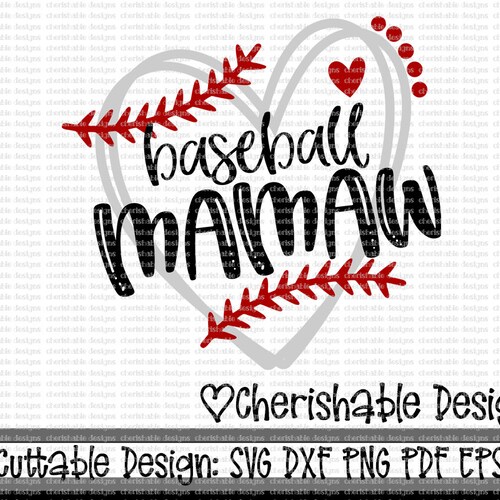Baseball Svg Baseball Mamaw Svg Baseball Cutting File Heart - Etsy