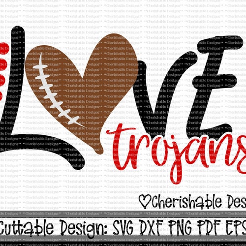 Trojans Football Hearts SVG | Etsy