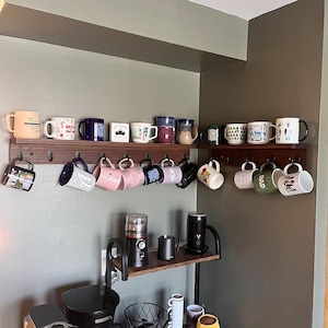 20 Cup Coffee Mug Rack With 4" or 5" Shelf|farmhouse Kitchen Mug Rack ...