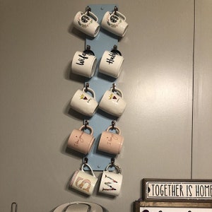 Vertical 10 or 12 Hook Mug Rack, Coffee Bar Ideas, Vertical Mug Rack ...