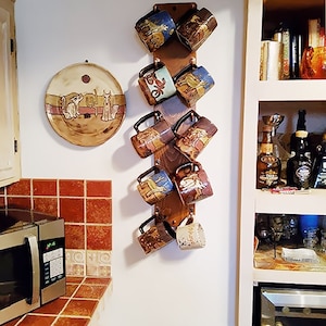 Vertical 10 or 12 Hook Mug Rack, Vertical Wall Mug Display, Coffee Bar ...