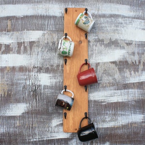 Vertical 10 or 12 Hook Mug Rack, Coffee Bar Ideas, Vertical Mug Rack ...