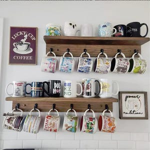 20 Cup Coffee Mug Rack With 4" or 5" Shelf|farmhouse Kitchen Mug Rack ...