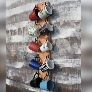 Vertical 10 or 12 Hook Mug Rack, Coffee Bar Ideas, Vertical Mug Rack ...