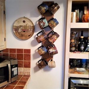 Vertical 10 or 12 Hook Mug Rack, Coffee Bar Ideas, Vertical Mug Rack ...