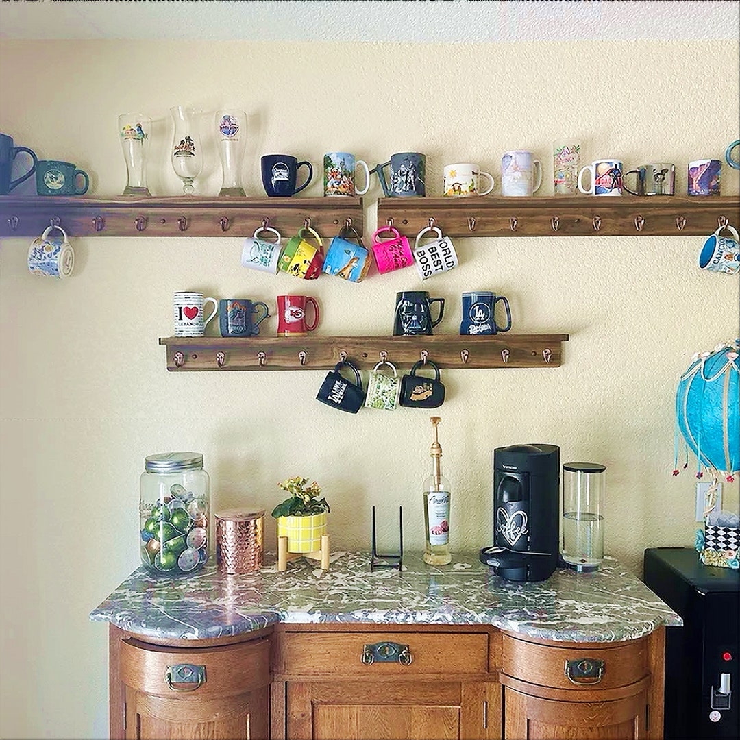 Mug Holder|20 Cup Mug Holder With 5" Shelf|farmhouse Kitchen|coffee Bar ...