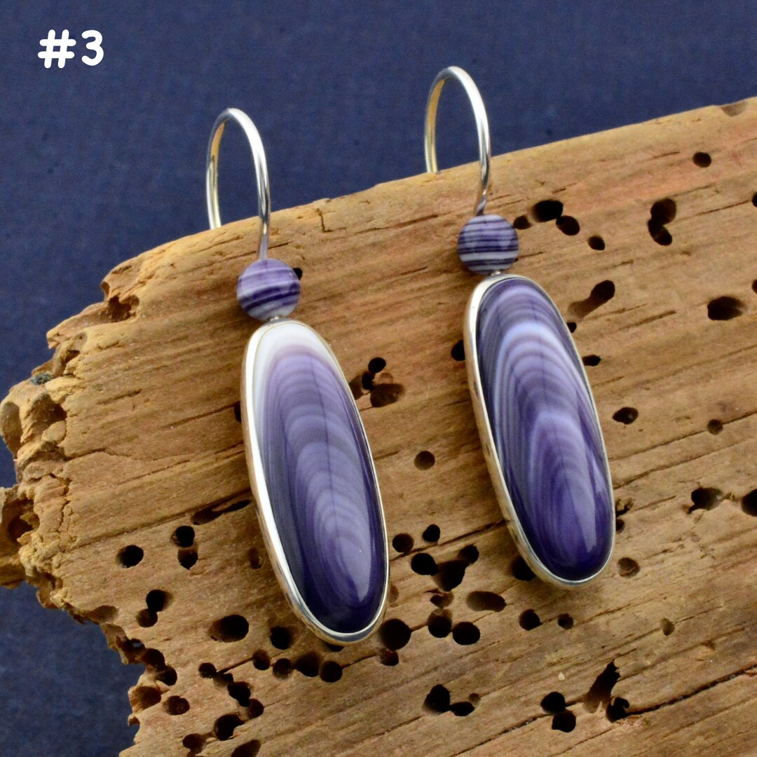 Wampum Earrings in Sterling Silver. 8x22mm Oblong Shape #purpleshell # ...