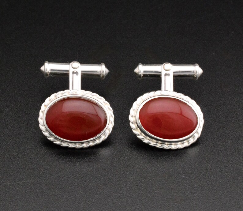Carnelian Cuff Links. Rope Border, Cast in Sterling Silver - Etsy