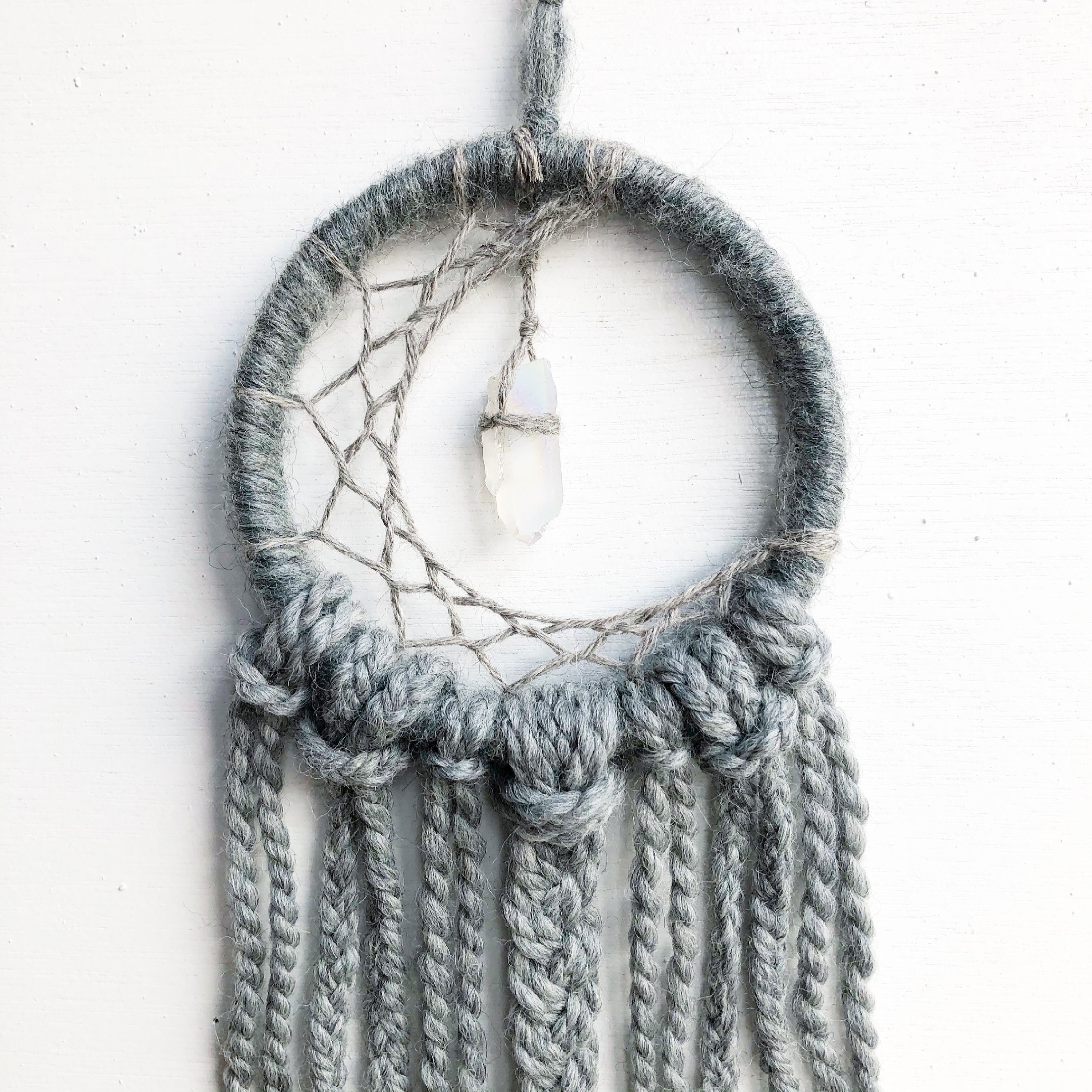 Small Dreamcatcher Crescent Moon Catcher With Crystal - Etsy