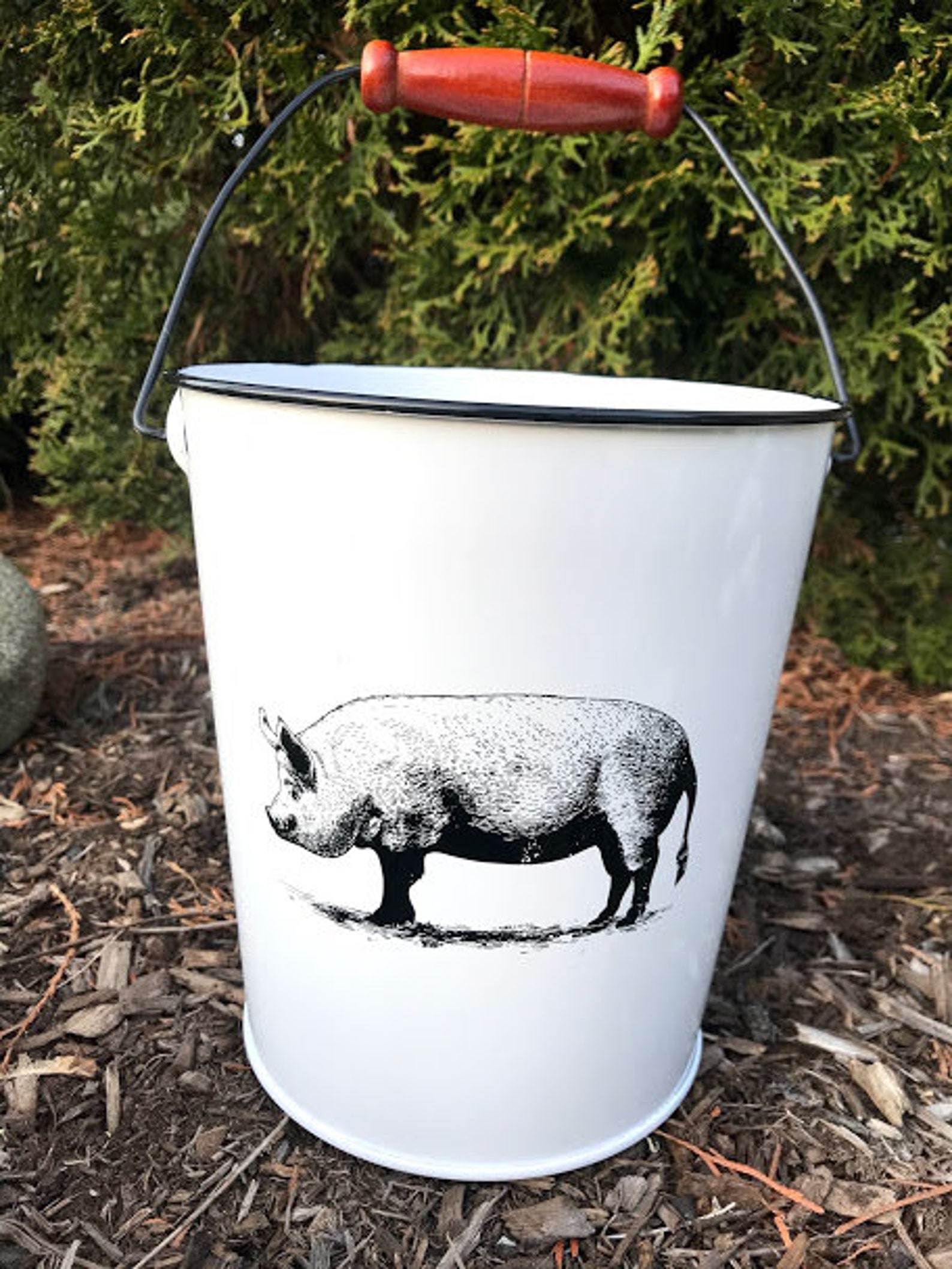 Farm Animal PLANTER Enamel Pail Sheep Horse Chicken Pig Cow - Etsy