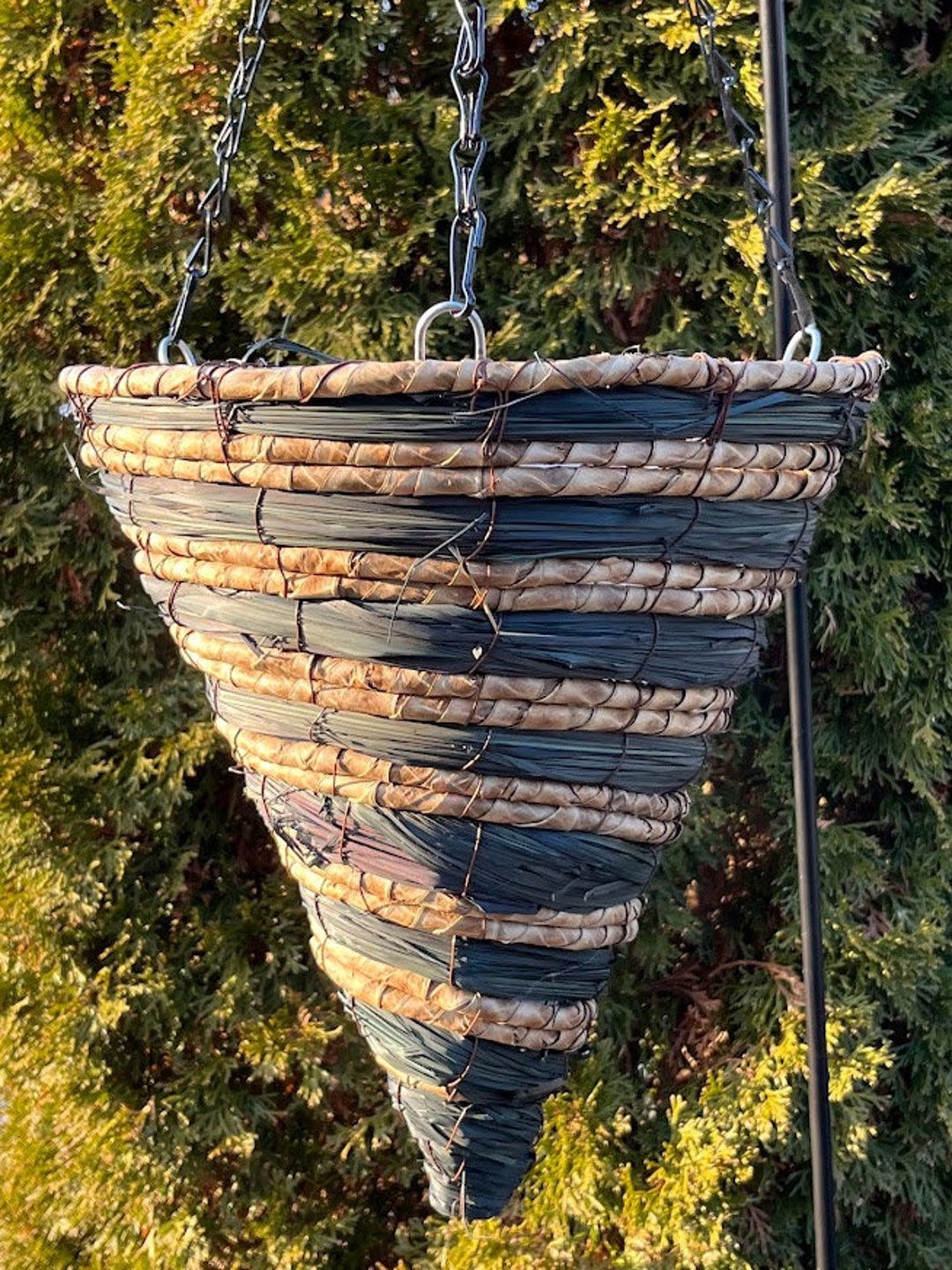 12" Cone MAXINE Hanging Woven Basket Natural Planter Trailing Flowers ...