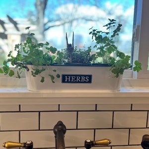 HERBS Windowsill Planter - Rustic Farmhouse Planter for Plants Herbs ...