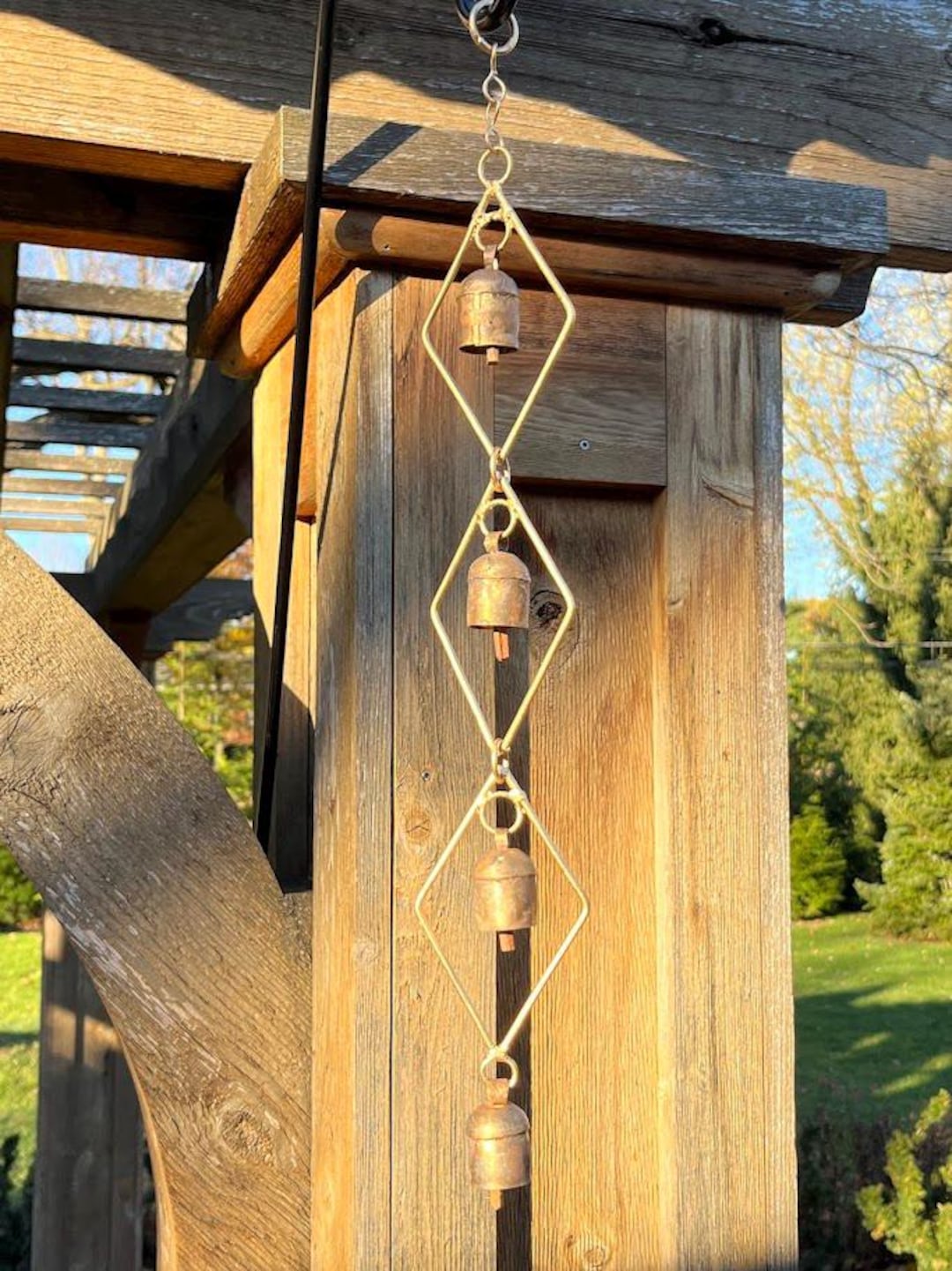 Cascade Bells - *wood Dinger Bell - Hanging Yard Art - Garden Decor ...