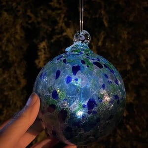 Hand Blown Solar Glass Fairy Globe Blue & Green Garden Art Decor ...