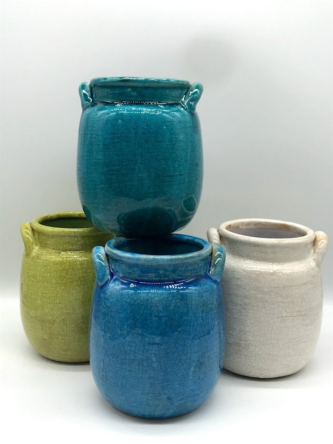 Small Ceramic Jar Crock Planter WATER Rustic Farmhouse | Etsy