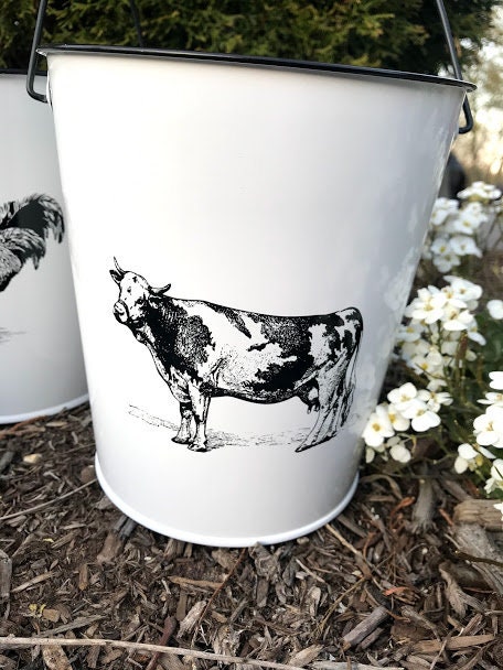 Farm Animal Pig Planter - Enamel Pail Container Pot - Etsy