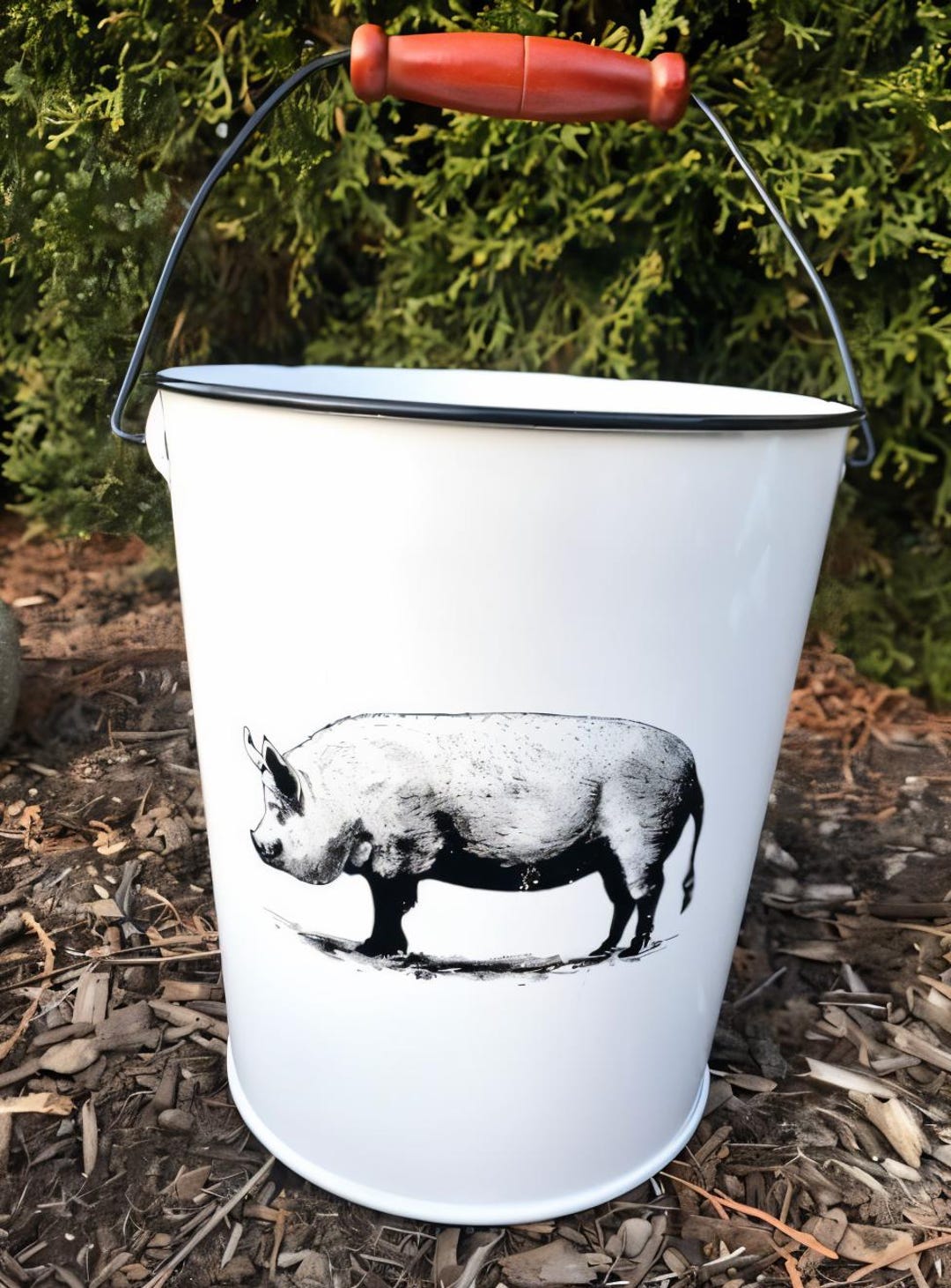 Farm Animal Pig Planter - Enamel Pail Container Pot - Etsy