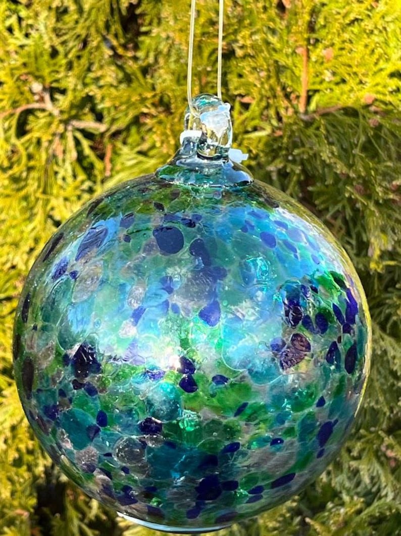 Hand Blown Solar Glass Fairy Globe Blue & Green Garden Art Decor ...
