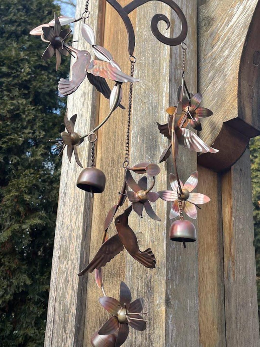 Hummingbird Haven Wind Chime - Copper Color Metal Garden Yard Art ...