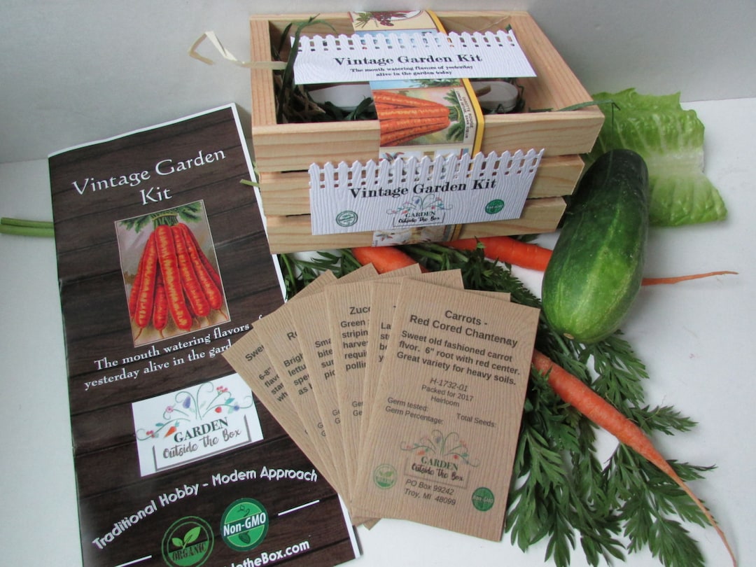 Vintage Garden Seed Kit: Heirloom Vegetable Starter Set Gardening Seeds ...