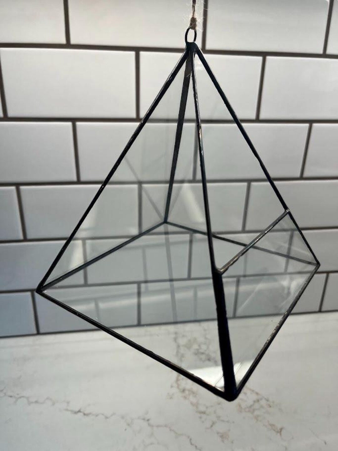 Air Plant Glass Pyramid Hanging Planter Pot Tillandsia Succulents ...