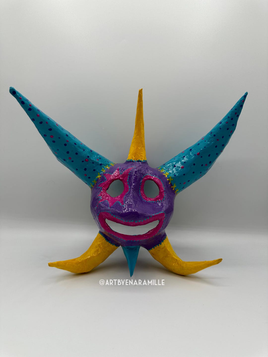 Vejigante Mask Small Paper Mache 6 Horns Number 34 - Etsy