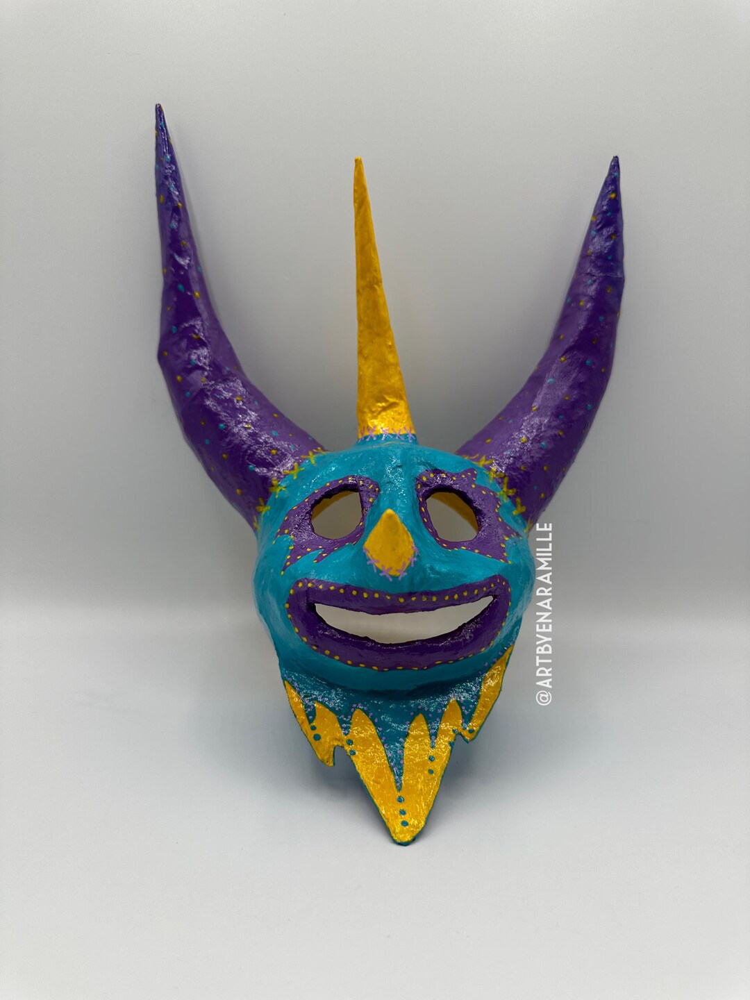 Vejigante Mask Small Paper Mache 4 Horns Number 33 - Etsy