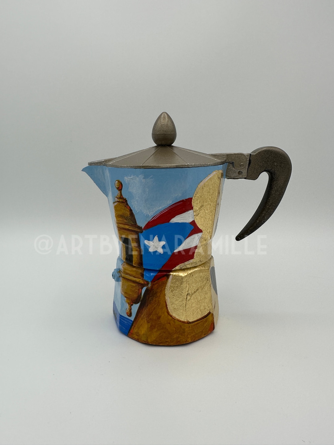 Garita Puerto Rico -el Morro -PR Flag -taino Sun Gold Leaf Coffee Pot ...