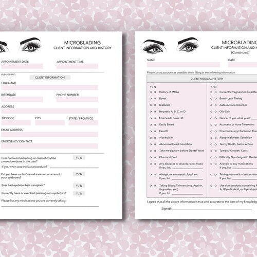 Printable Microblading Consent Forms Microblading Business - Etsy