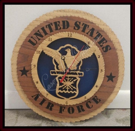 CLOCK US Air Force Old Logo Laser Cut 3D Wood 11 | Etsy
