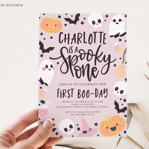 First Boo Day Invite, Halloween Birthday Invitation, Ghost Pumpkin Bat ...