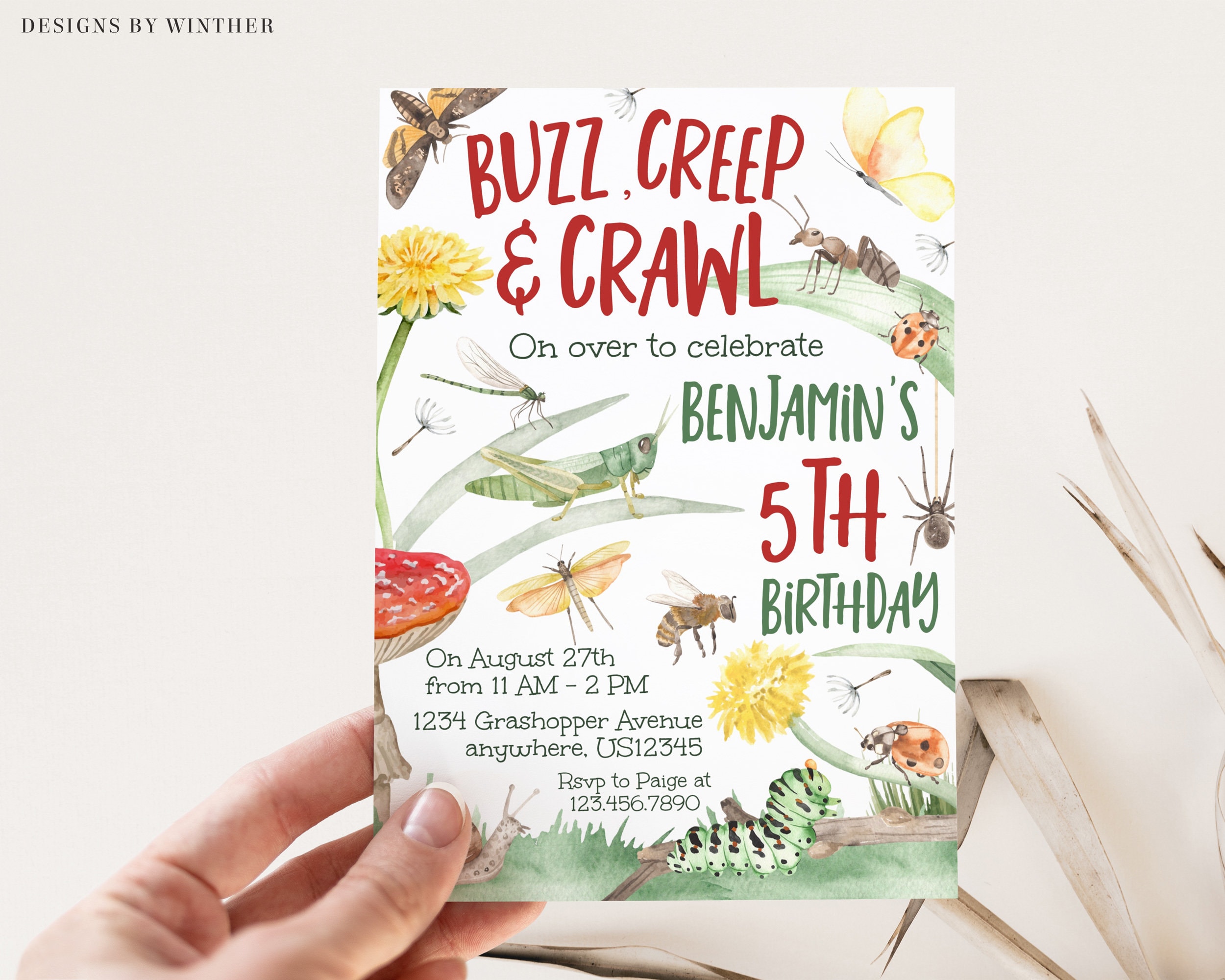 Bugs Birthday Invitation Bug Party Invite Editable - Etsy