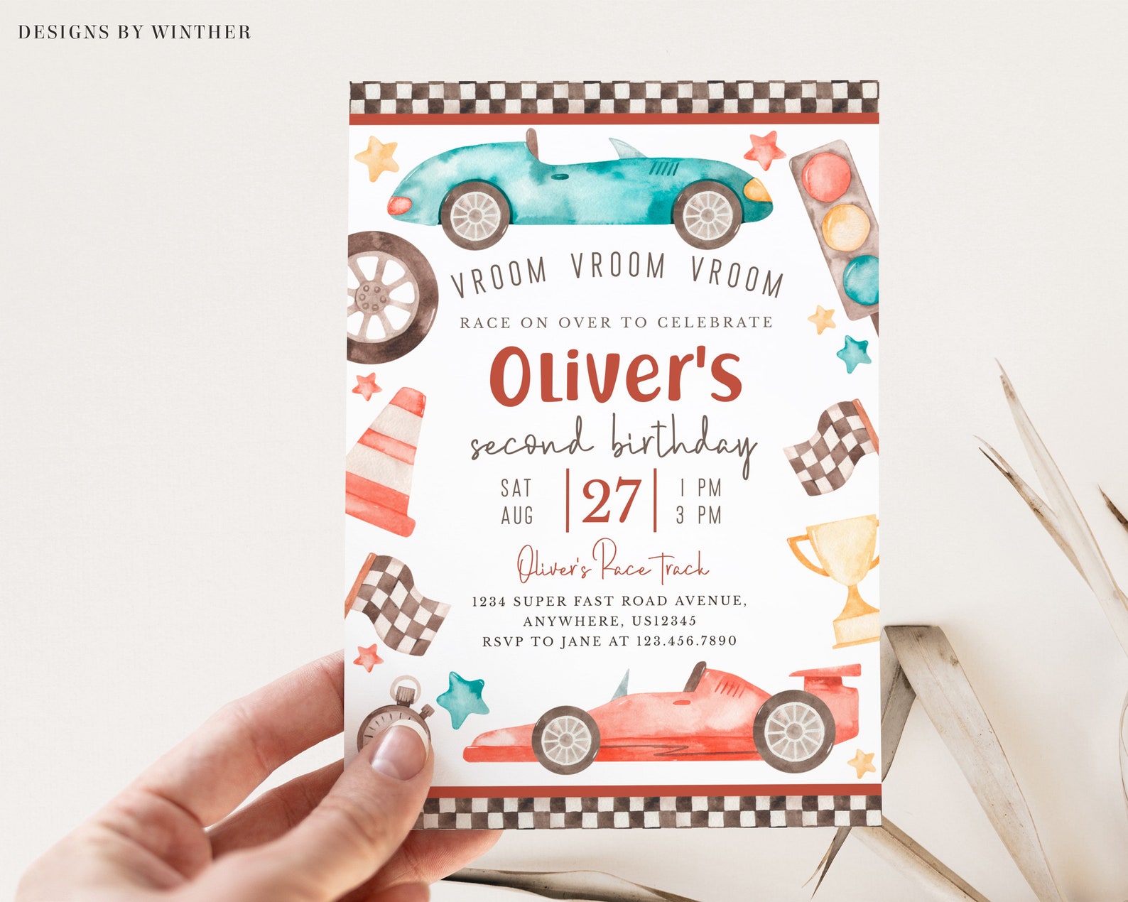 Editable Race Car Birthday Invitation Race Track Party - Etsy