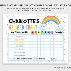 Rainbow Editable Reward Chart, Printable Chore Chart, Customizable ...