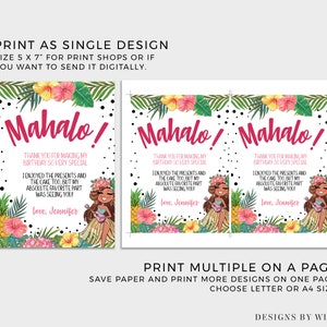 Hawaiian Luau Birthday Thank You Card, Tropical Birthday, Editable ...