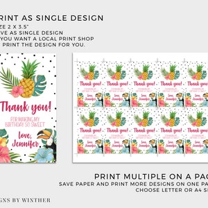 Hawaiian Luau Birthday Favor Tag, Editable Party Thank You Tags ...