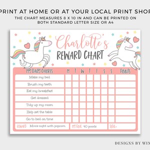 Editable Unicorn Reward Chart, Printable Chore Chart, Customizable ...