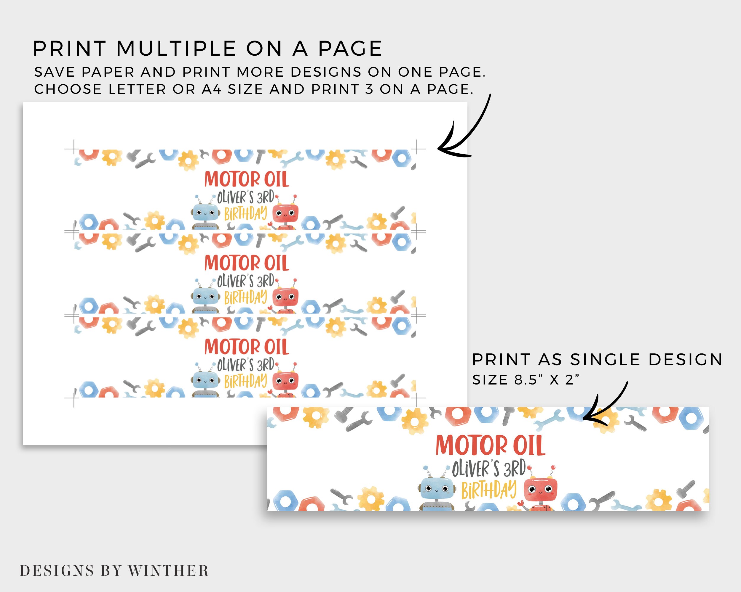 Robot Birthday Water Bottle Labels Editable Birthday Party - Etsy UK